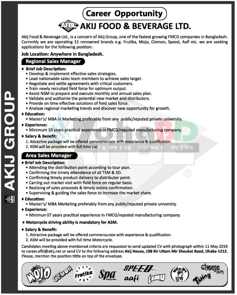 Akij Food & Beverage Ltd Career Opportunity